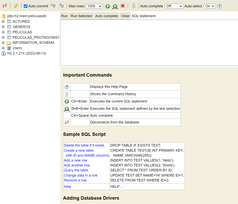 Cómo configurar base de datos en memoria H2 con Spring Boot